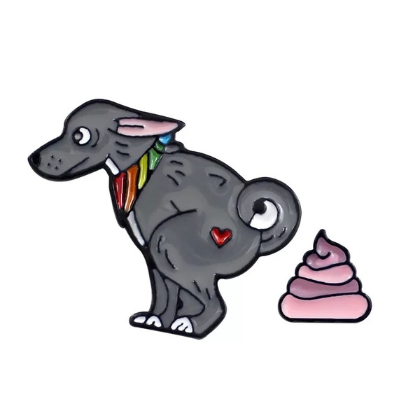 Jewelry | Brand New Funny Gray Dog Poop Enamel Pin | Poshmark